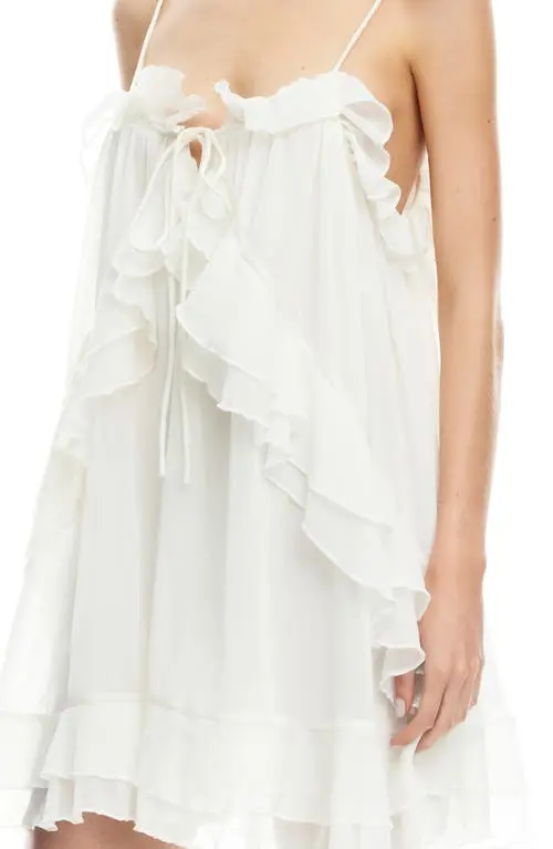 Lioness Ruffle Chiffon Mini Dress - Pearl