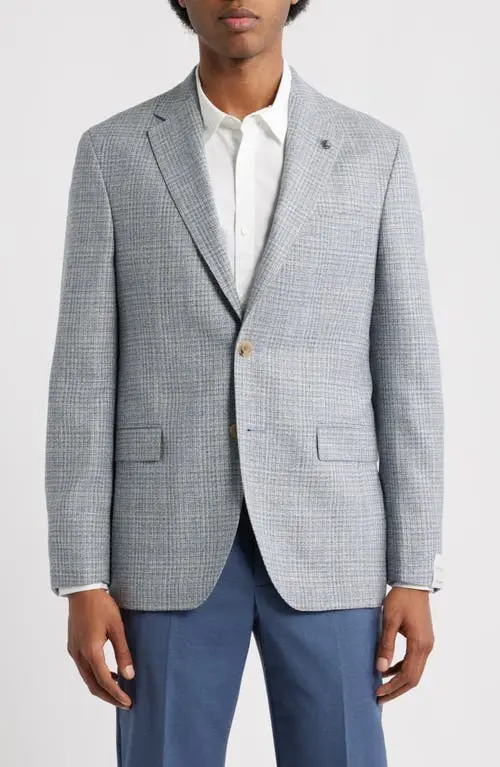 JACK VICTOR Midland Contemporary Fit Plaid Sport Coat - Light Grey