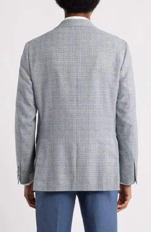 JACK VICTOR Midland Contemporary Fit Plaid Sport Coat - Light Grey