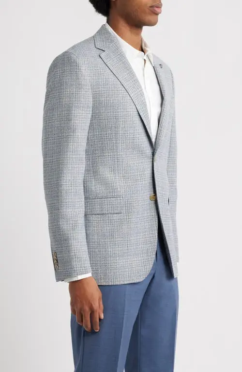 JACK VICTOR Midland Contemporary Fit Plaid Sport Coat - Light Grey