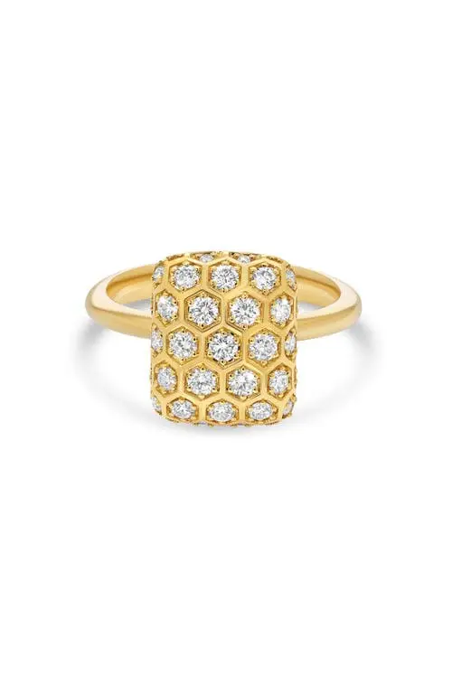 Sara Weinstock Honeycomb Diamond Square Ring - Yellow Gold