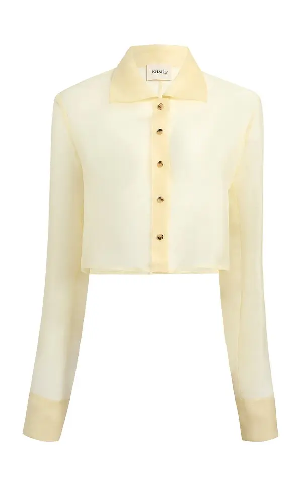 Khaite Jasen Shantung-organza Cropped Shirt