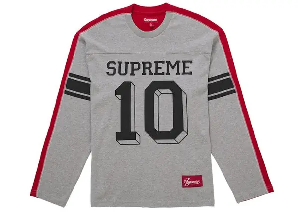 Supreme Split Long Sleeve Football Top - Grey