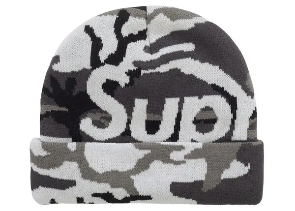 Supreme Camo Big Logo Beanie - Snow Camo
