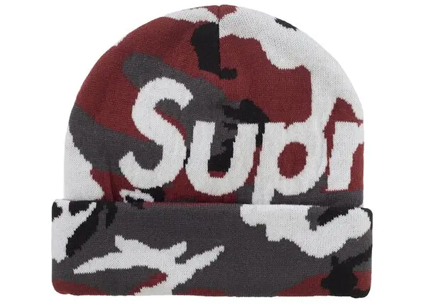 Supreme Camo Big Logo Beanie - Red Camo