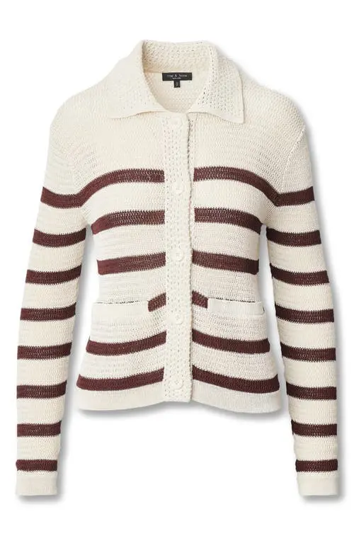 Rag & Bone Costi Stripe Cotton Blend Cardigan