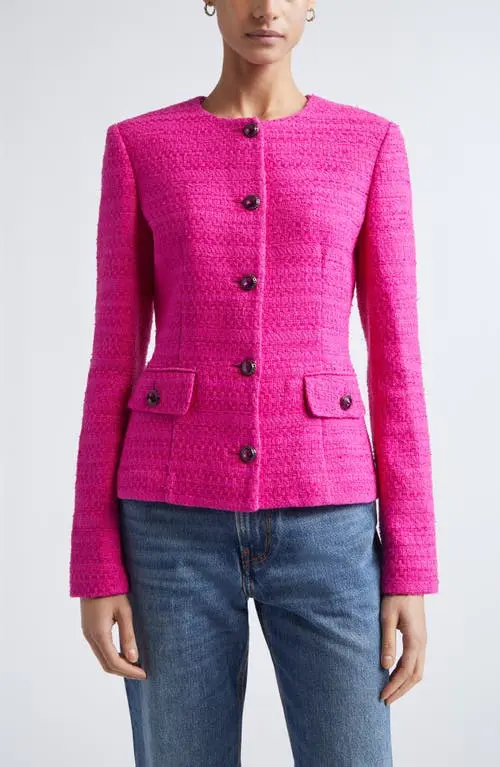 St. John Cotton-blend Tweed Jacket - Hot Pink