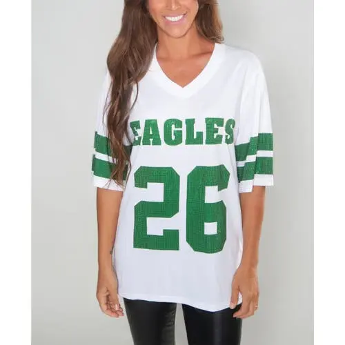 CUCE Philadelphia Eagles Saquon Barkley Crystal V-neck Tunic