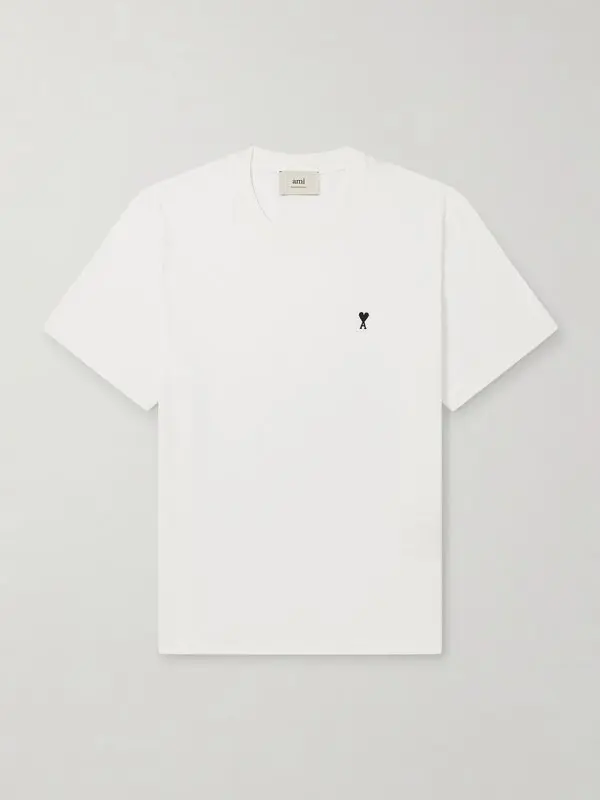 AMI Paris Logo-embroidered Cotton-jersey T-shirt
