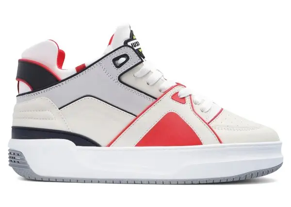 JUST DON Tennis Courtside Mid Sneakers - Beige/red/grey