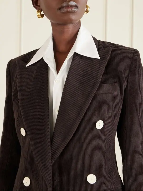S.S.DALEY Eilidh Double-breasted Cotton-corduroy Blazer