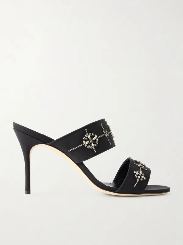 Manolo Blahnik Ralyne 90 Crystal-embellished Crepe De Chine Sandals