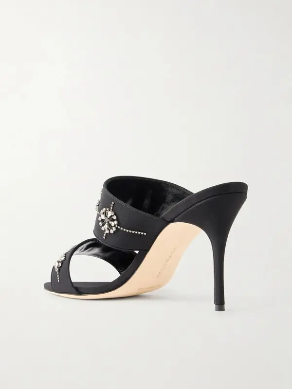 Manolo Blahnik Ralyne 90 Crystal-embellished Crepe De Chine Sandals