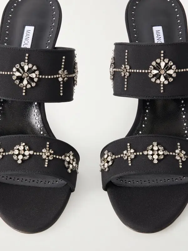 Manolo Blahnik Ralyne 90 Crystal-embellished Crepe De Chine Sandals