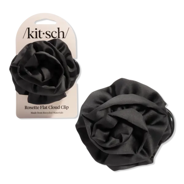 KITSCH Satin Rosette Flat Cloud Hair Clip - Black