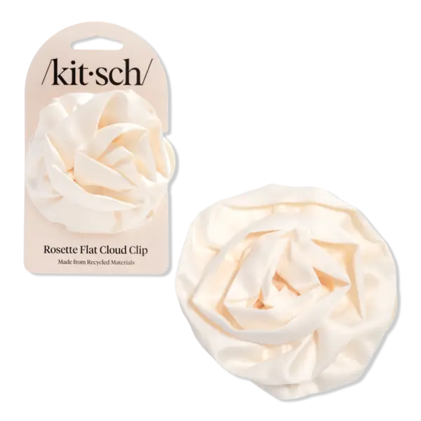 KITSCH Satin Rosette Flat Cloud Claw Clip - Cream