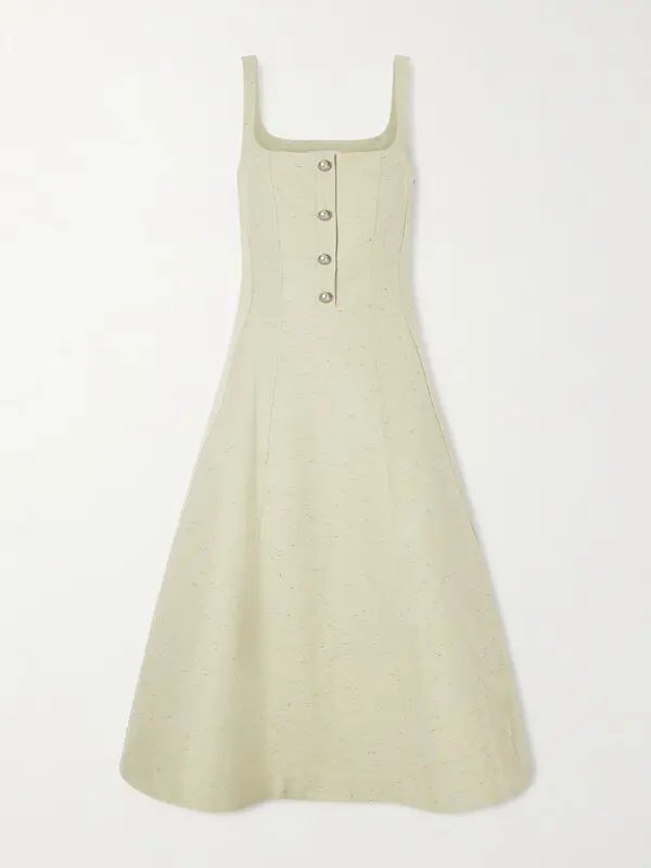 Altuzarra Orrie Button-embellished Cotton-blend Midi Dress