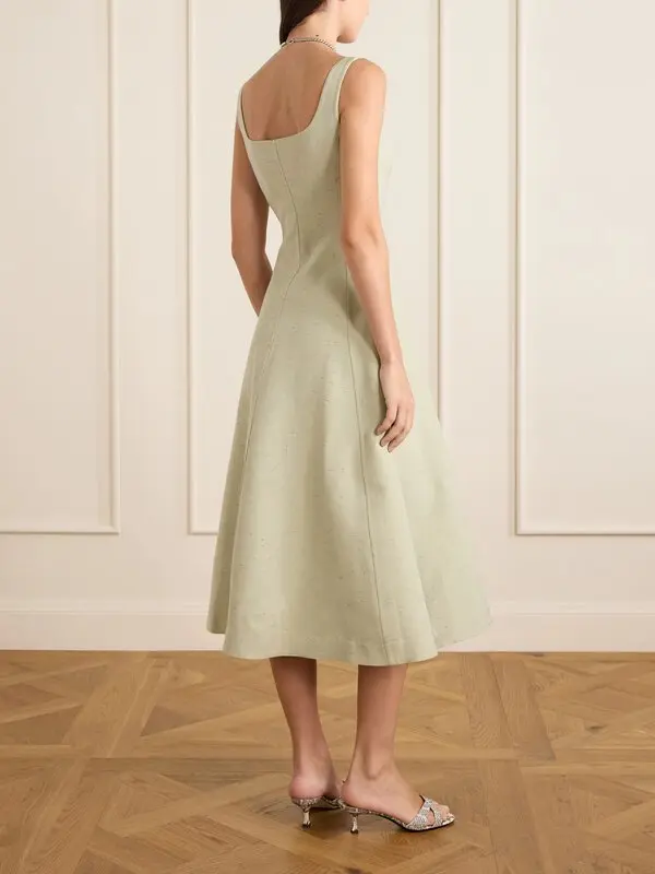 Altuzarra Orrie Button-embellished Cotton-blend Midi Dress