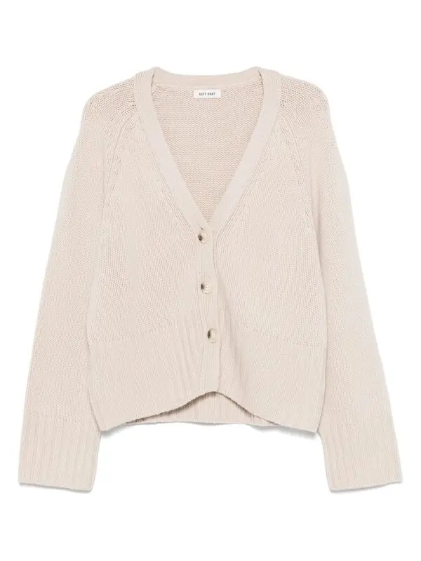 Soft Goat Cashmere V-neck Cardigan - White