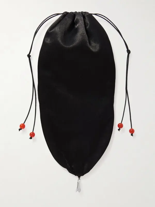 SOPHIE BUHAI Teardrop Embellished Satin Drawstring Pouch - Black
