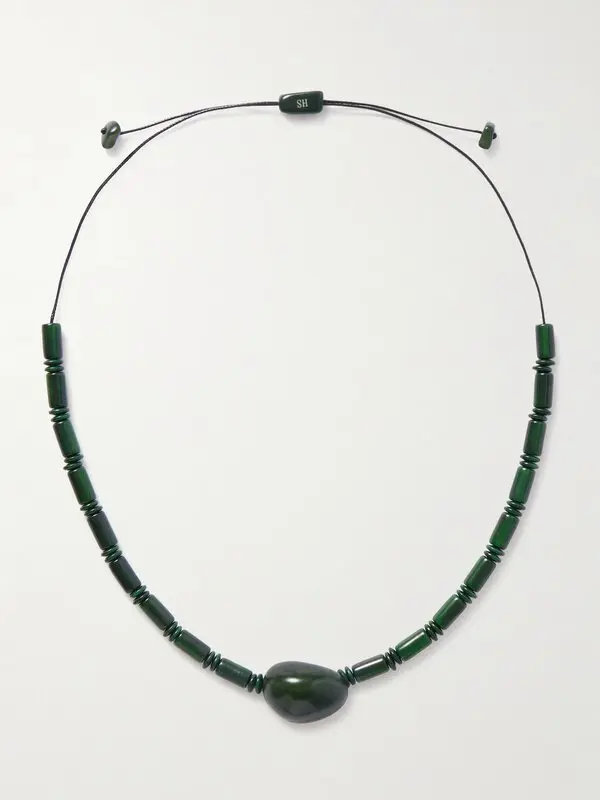 HUNTING SEASON The Choker Tagua And Leather Necklace - Green