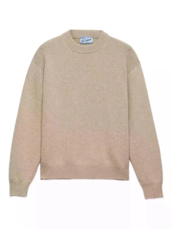 Prada Triangle-logo Ribbed Sweater - Neutrals