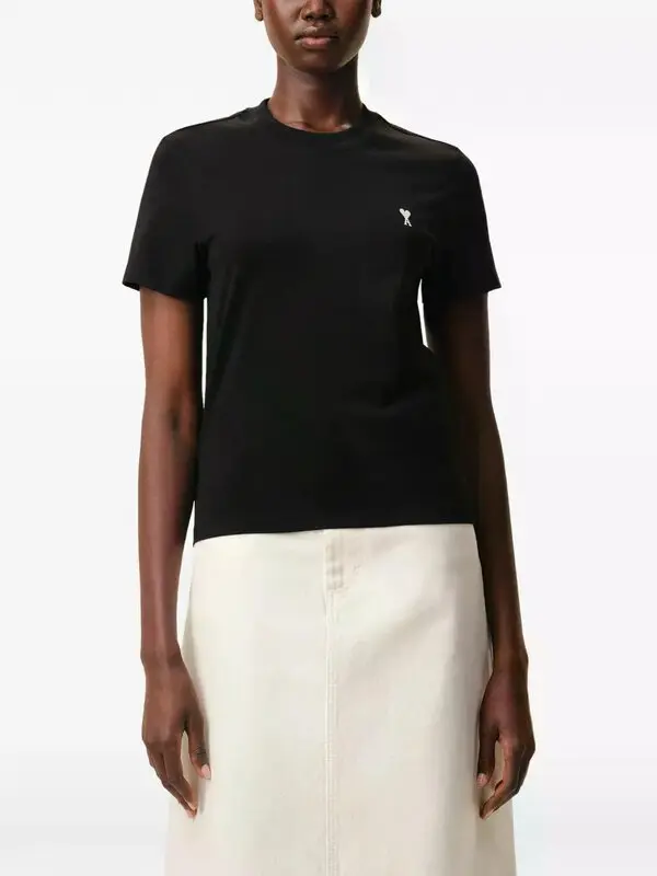 AMI Paris De Coeur" Cropped T-shirt - Black