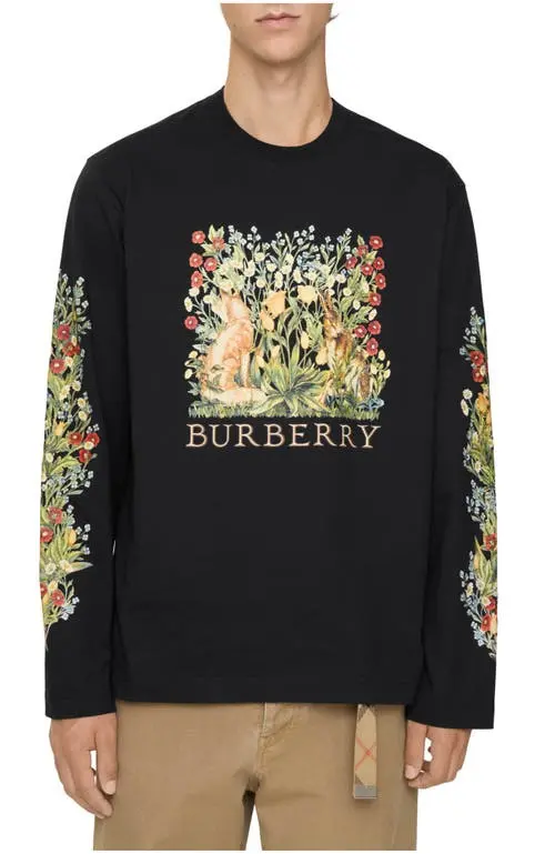 Burberry Long-sleeve Forest Cotton T-shirt - Black