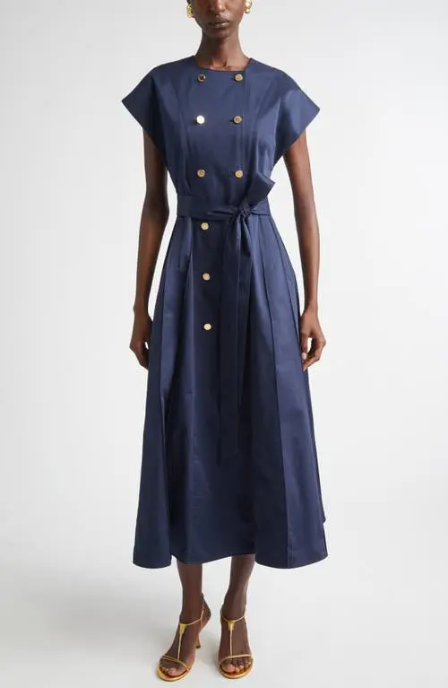 Carolina Herrera Double-breasted Stretch Sateen Shirtdress - Midnight