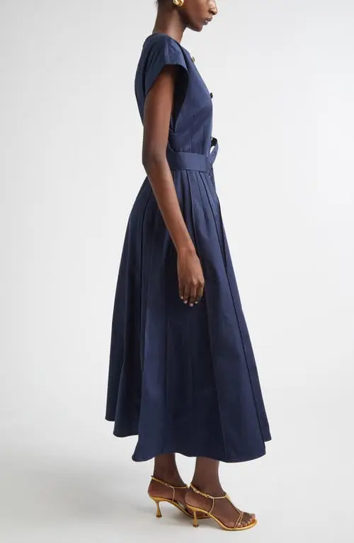 Carolina Herrera Double-breasted Stretch Sateen Shirtdress - Midnight