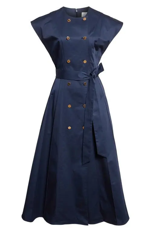 Carolina Herrera Double-breasted Stretch Sateen Shirtdress - Midnight
