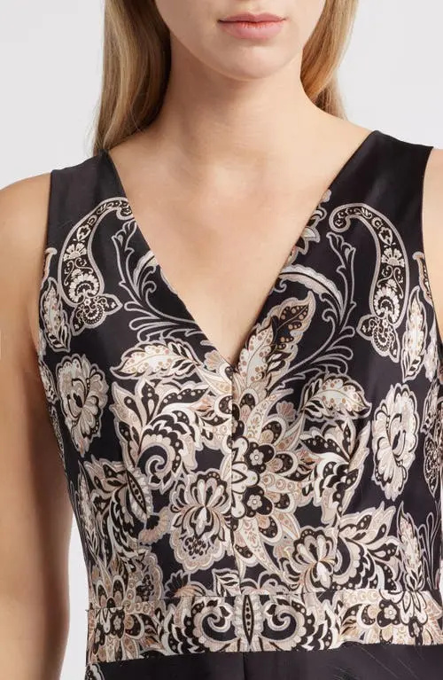 Vince Camuto Placed Scarf Print Handkerchief Hem Dress