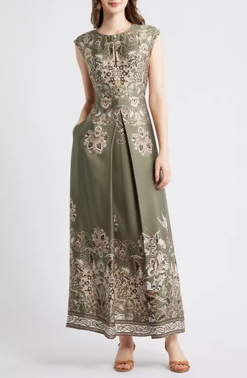 Vince Camuto Printed Satin Gown