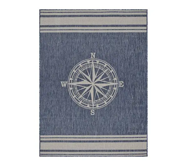 OX BAY TRADING CO. Ox Bay Geometric Nautical Polypropylene Outdoor Rug, 5'3' X 7 - One-color