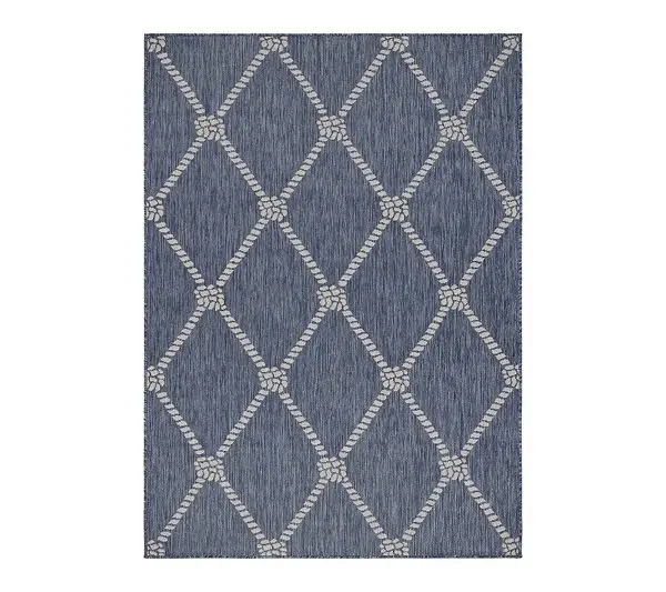 OX BAY TRADING CO. Ox Bay Navy/white Checkered Nautical Outdoor Ar Ea Rug, 5' X 7 - One-color
