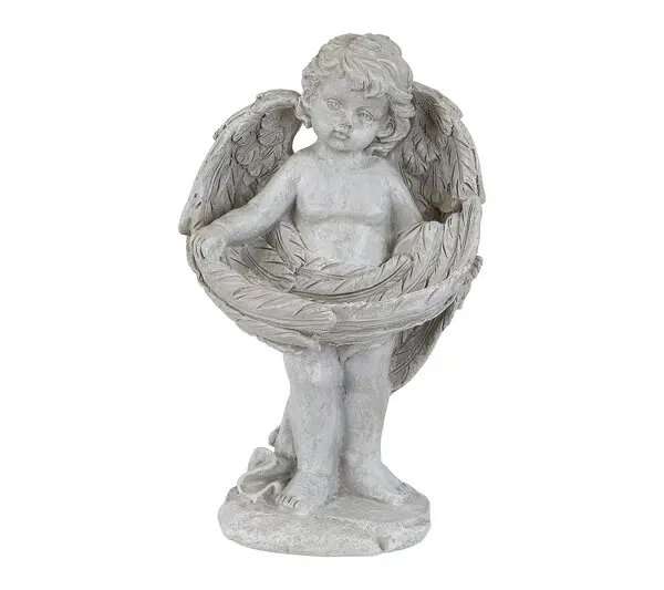 NORTHLIGHT Cherub Wrapped In Wings Outdoor Gard En Statue 8 - One-color
