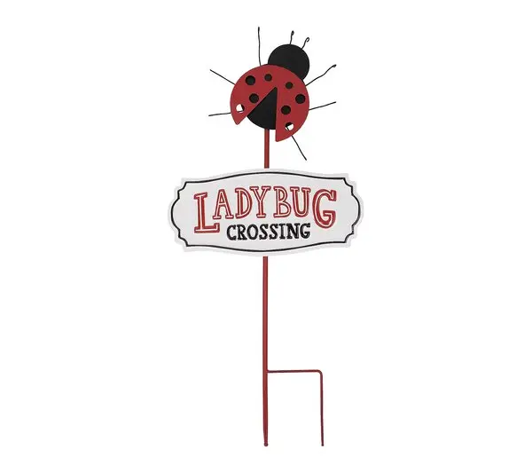 NORTHLIGHT Ladybug Crossing Metal Outdoor Garde N Stake 23 - One-color