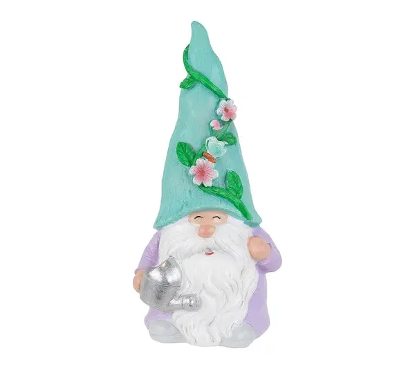 NORTHLIGHT Happy Gardening Gnome W/ Watering Ca N Statue 7.75 - One-color