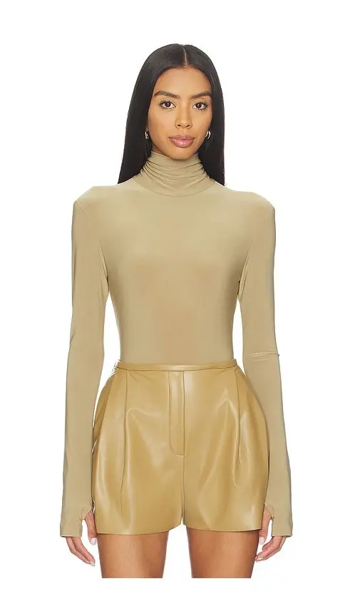Norma Kamali Long Sleeve Turtle Bodysuit - Camel