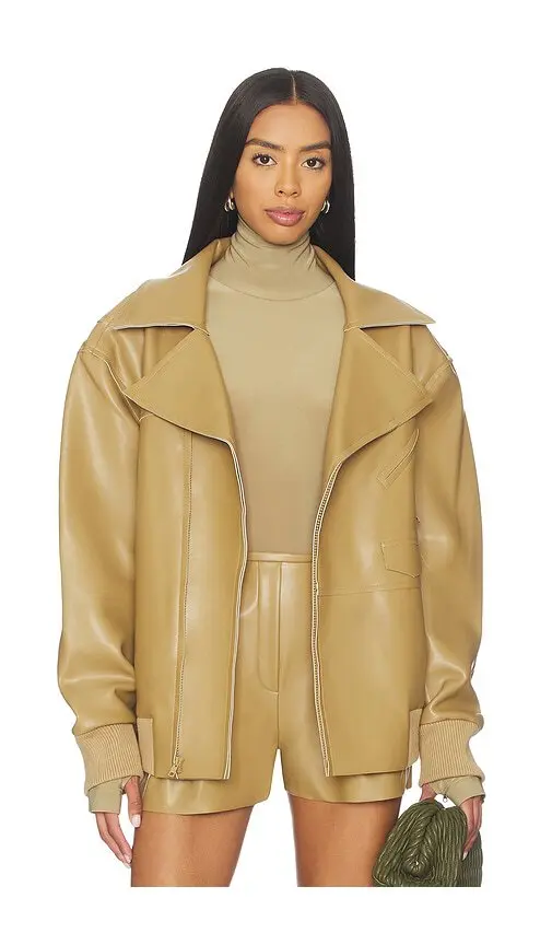 Norma Kamali Oversized Moto Jacket - Camel
