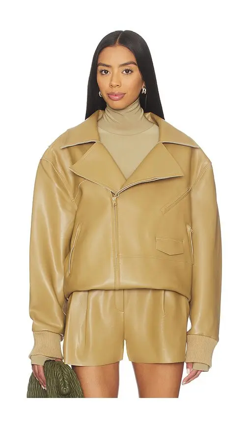 Norma Kamali Oversized Moto Jacket - Camel