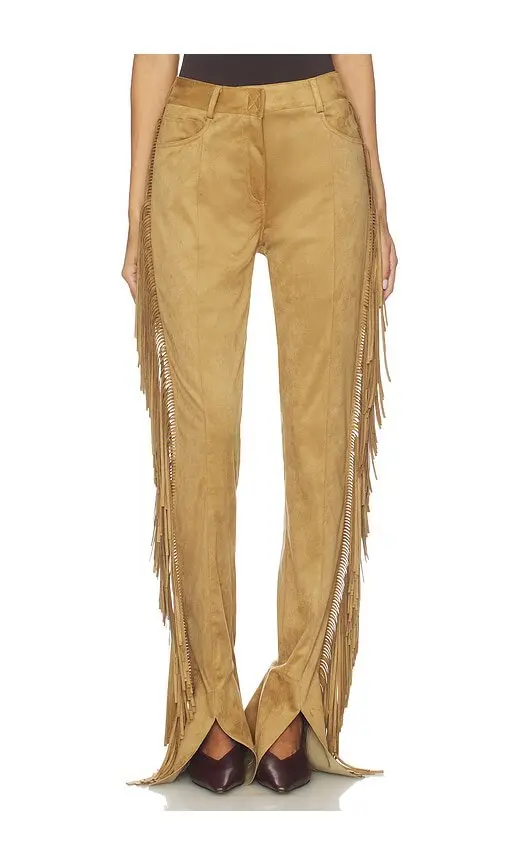 Norma Kamali Fringe Spat Jeans