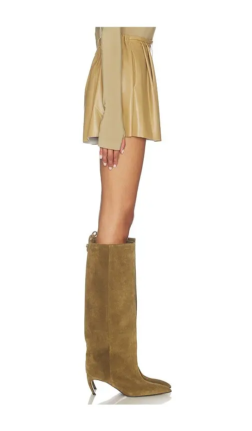 Norma Kamali Pleated Faux Leather Shorts