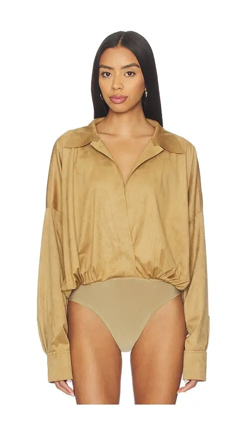 Norma Kamali Super Oversized Boyfriend Shirt Bodysuit