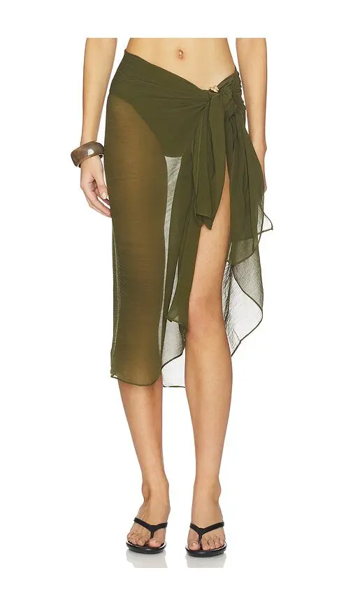 AWAY THAT DAY Santorini Sarong In Olive - Juniper Green