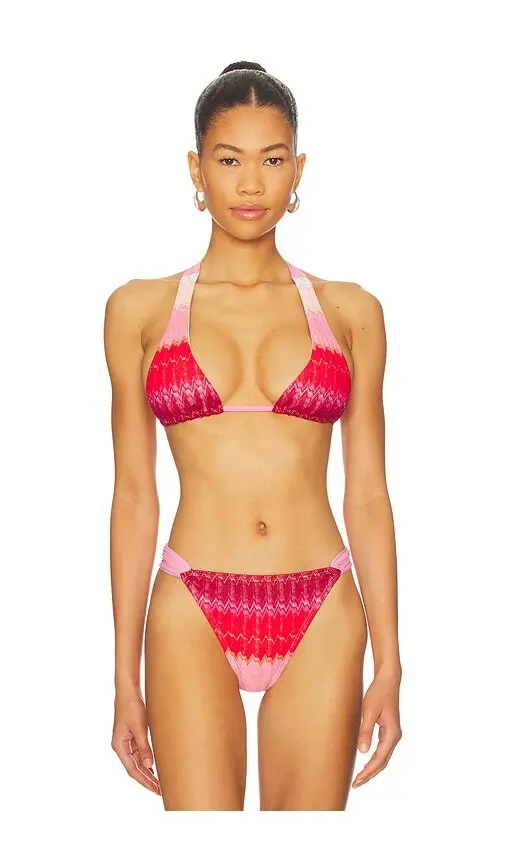 PQ Eleanor Halter Bikini Top - Pink Printed