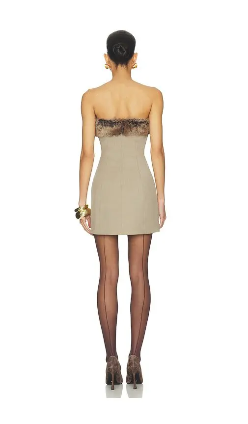 MIMCHIK Faux Fur Trimmed Gumdrop Dress
