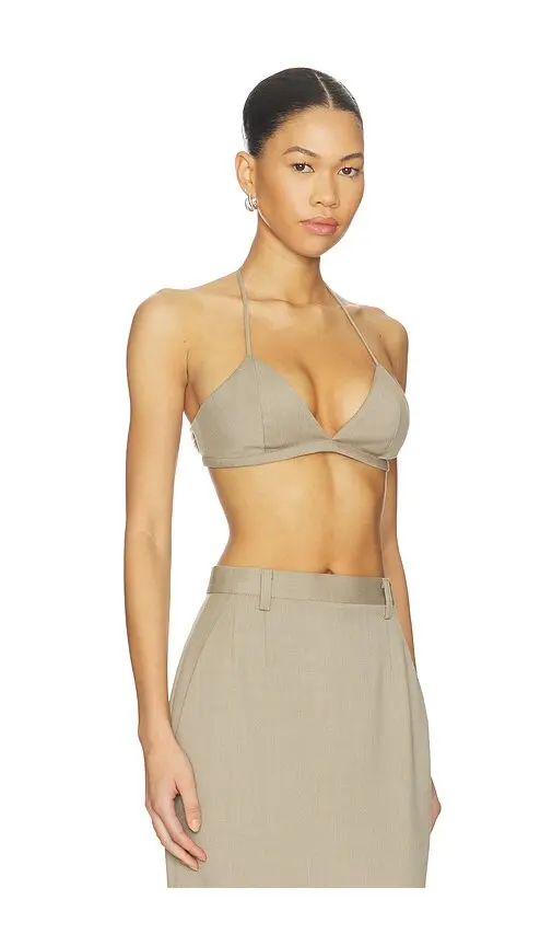 MIMCHIK Faux Fur Trimmed Rosie Bra In Beige - Dune