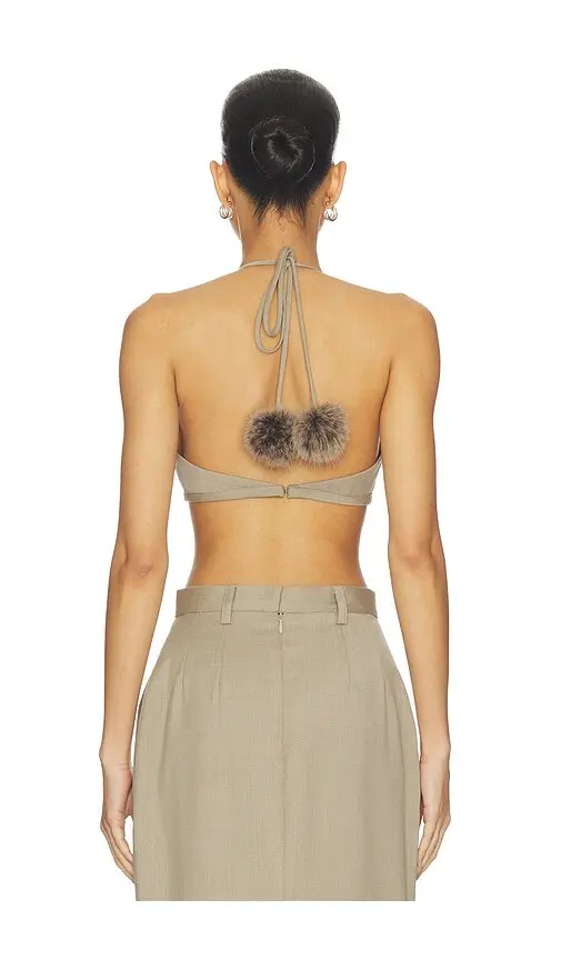 MIMCHIK Faux Fur Trimmed Rosie Bra In Beige - Dune