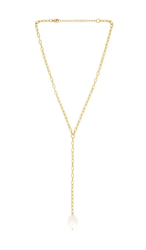 PETIT MOMENTS Pearl Drop Lariat Necklace - Gold